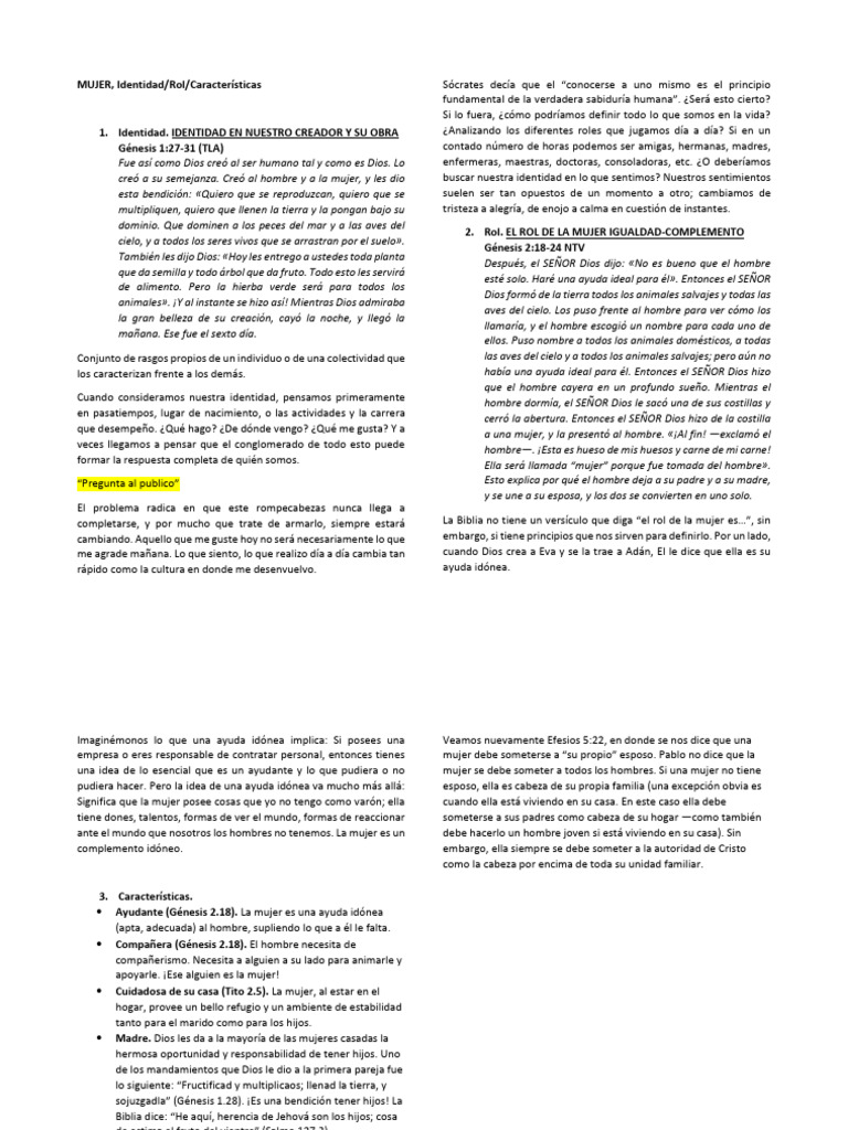Identidad y Rol de la Mujer en la Biblia | PDF | Víspera