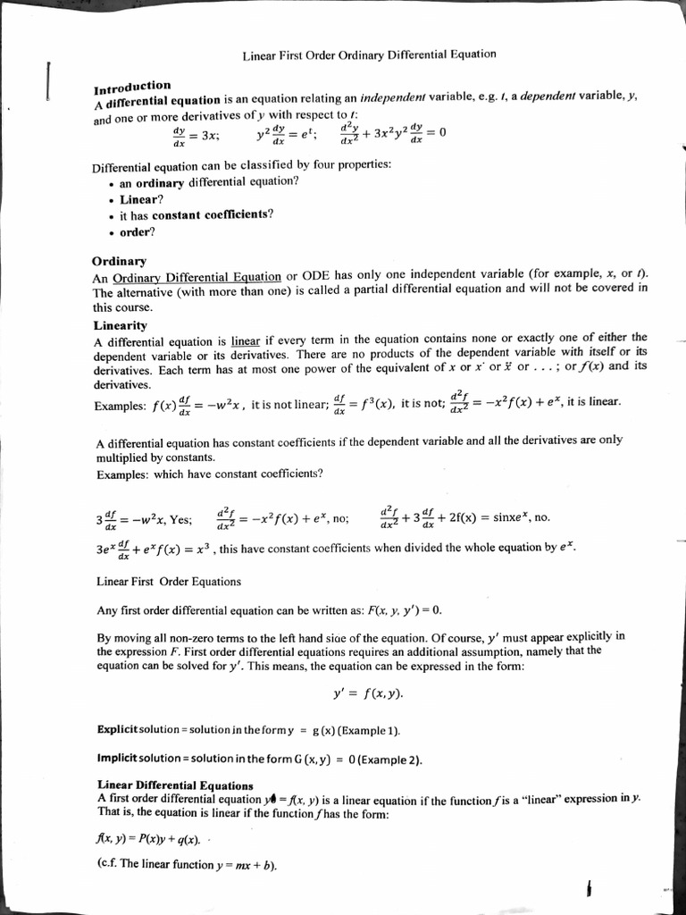 GET209 First Order ODE | PDF