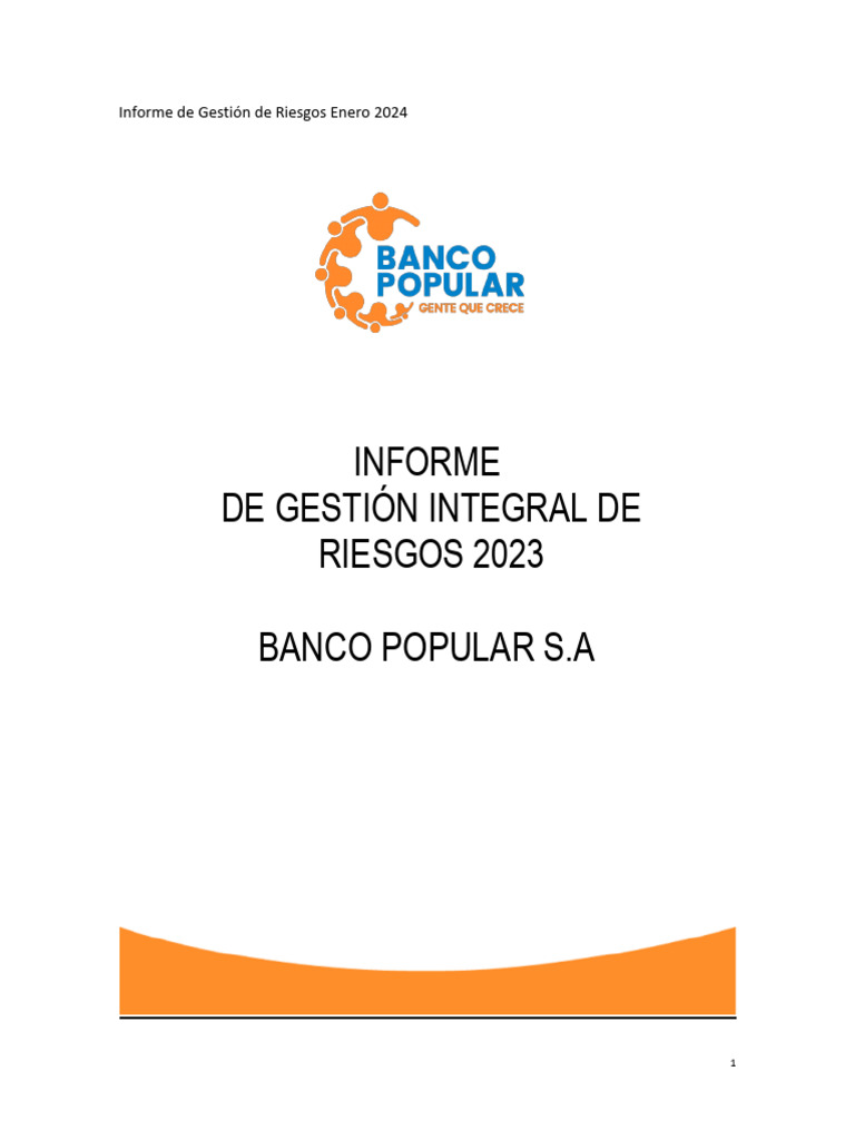 Informe de Riesgos Banco Popular 2023 | PDF | Bancos | Cumplimiento ...