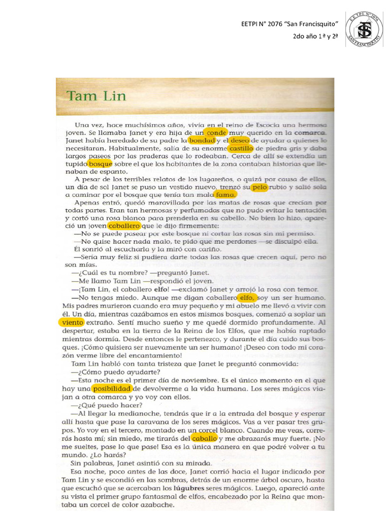 TAM LIN - CUENTO MARAVILLOSO | PDF