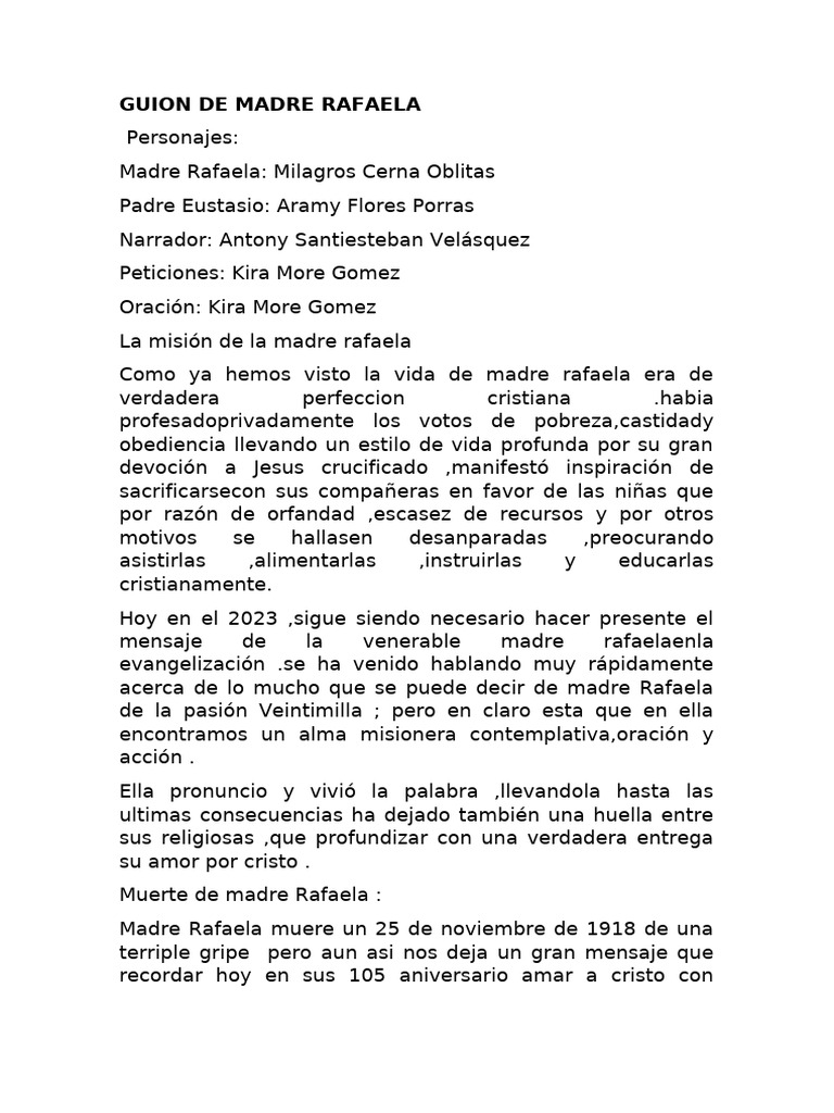 GUION DE MADRE RAFAELA | PDF