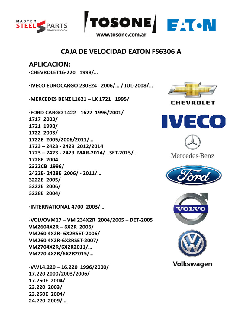 Caja de Velocidad 1722 FS 6306A | PDF | Equipo | Fricción