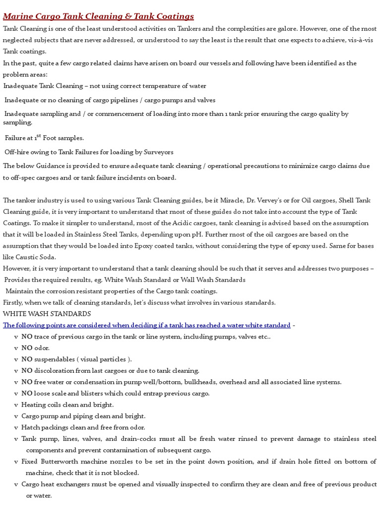 Cargo Tank Cleaning & Tank Coatings | PDF | Epoxy | Paint