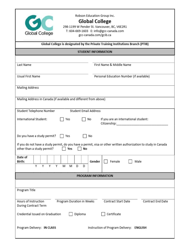 Global College Application Form | PDF | Fee | Payments