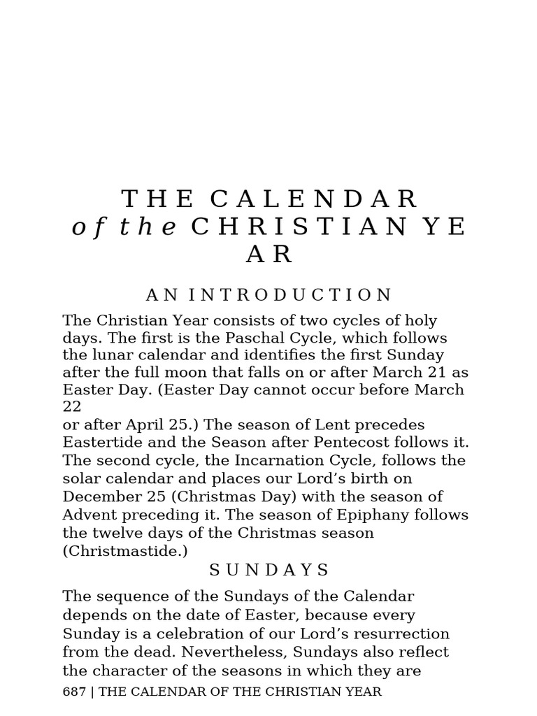Christian Year Calendar Overview | PDF | Easter | Liturgical Year