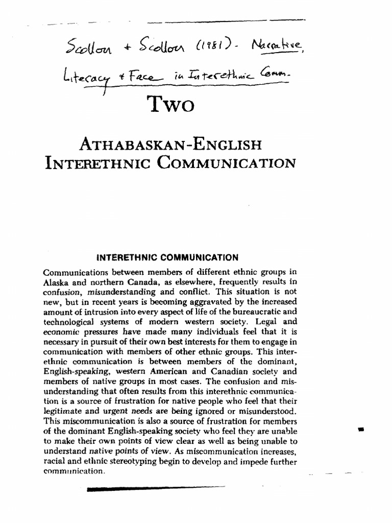Scollon and Scollon-Athabaskan English Communication | PDF