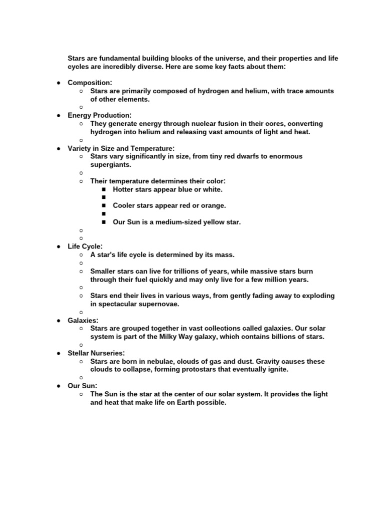 Key Facts About Stars | PDF