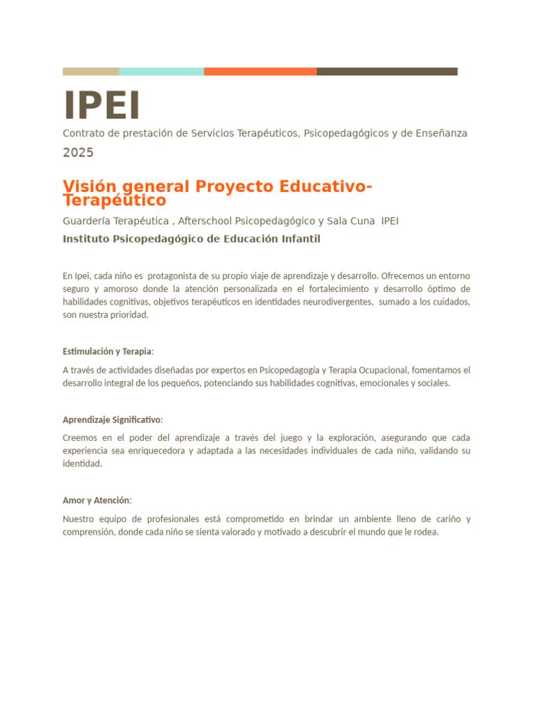 Servicios Terapéuticos en IPEI 2025 | PDF
