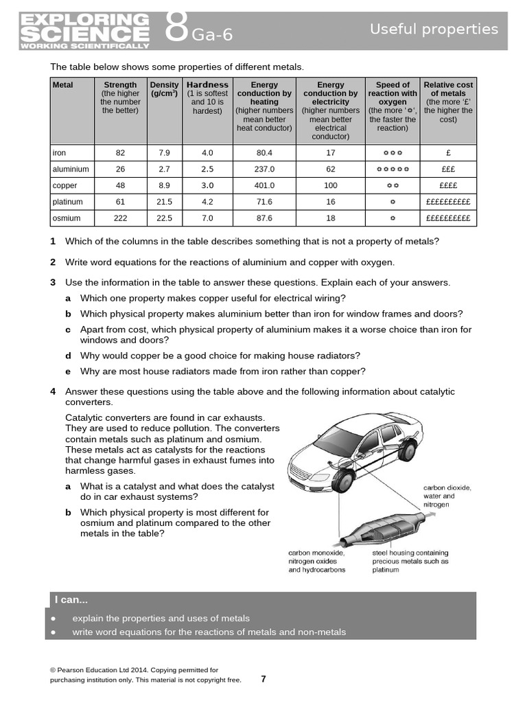 8ga6 Useful Properties | PDF | Metals | Catalysis