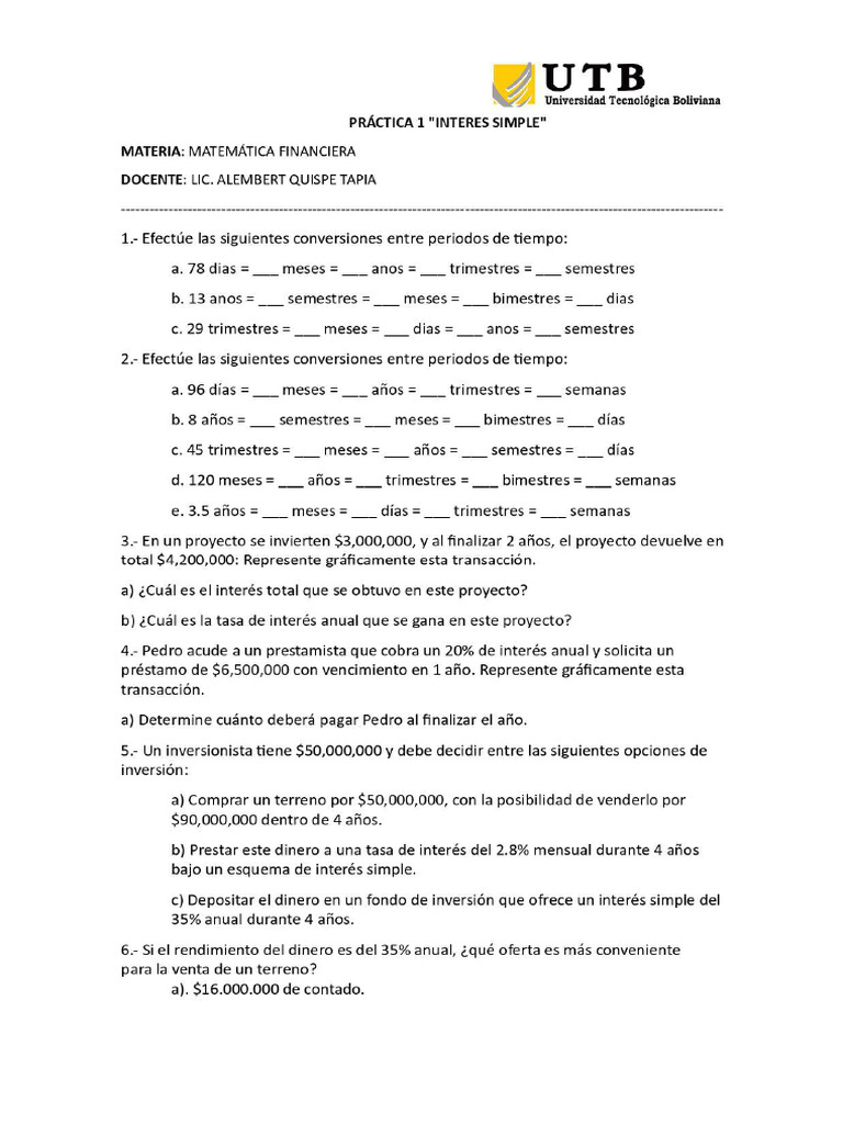1er Práctica Mate Fin | PDF