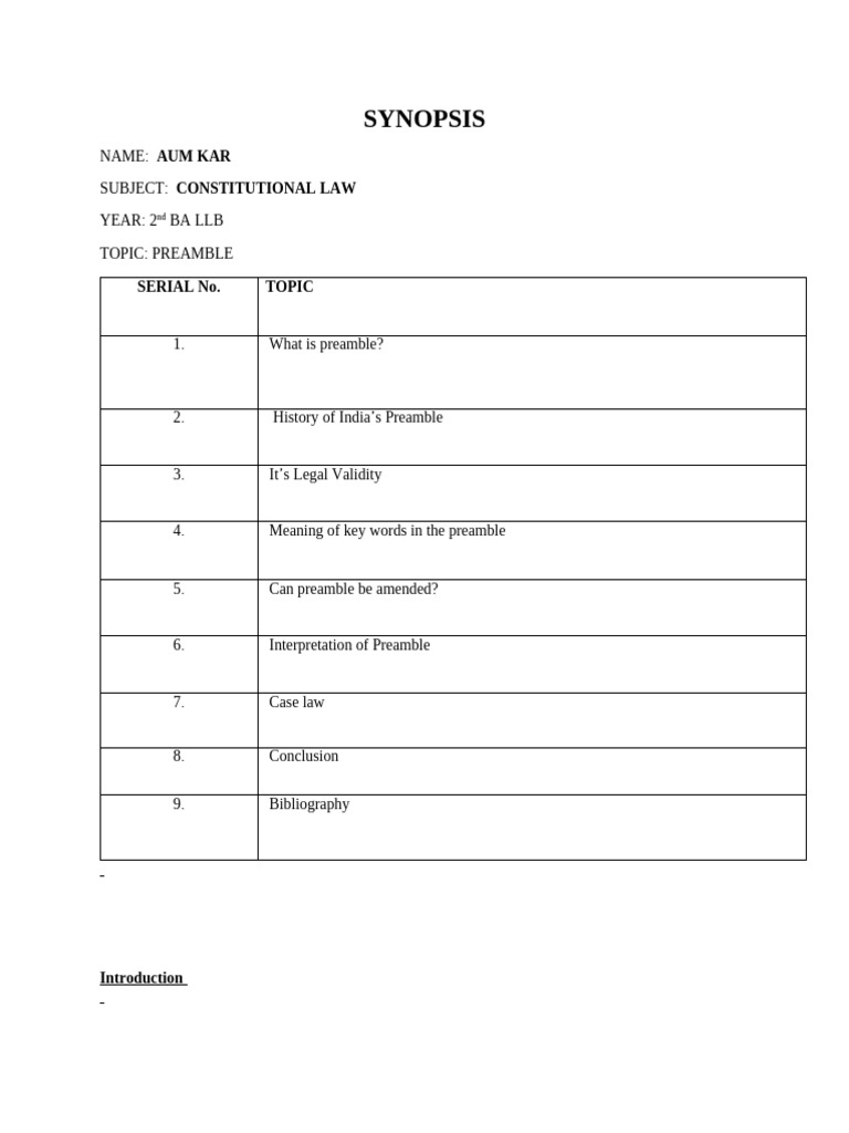 Assignment Synopsis Contitutional Law | PDF