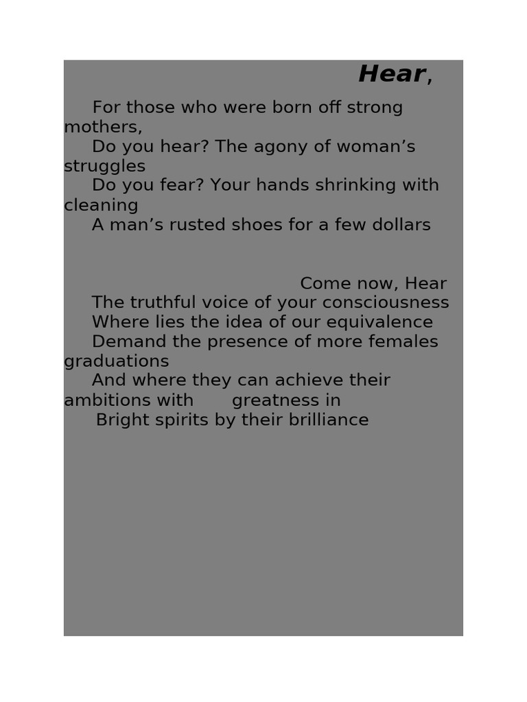 Poetry Women Equality | PDF