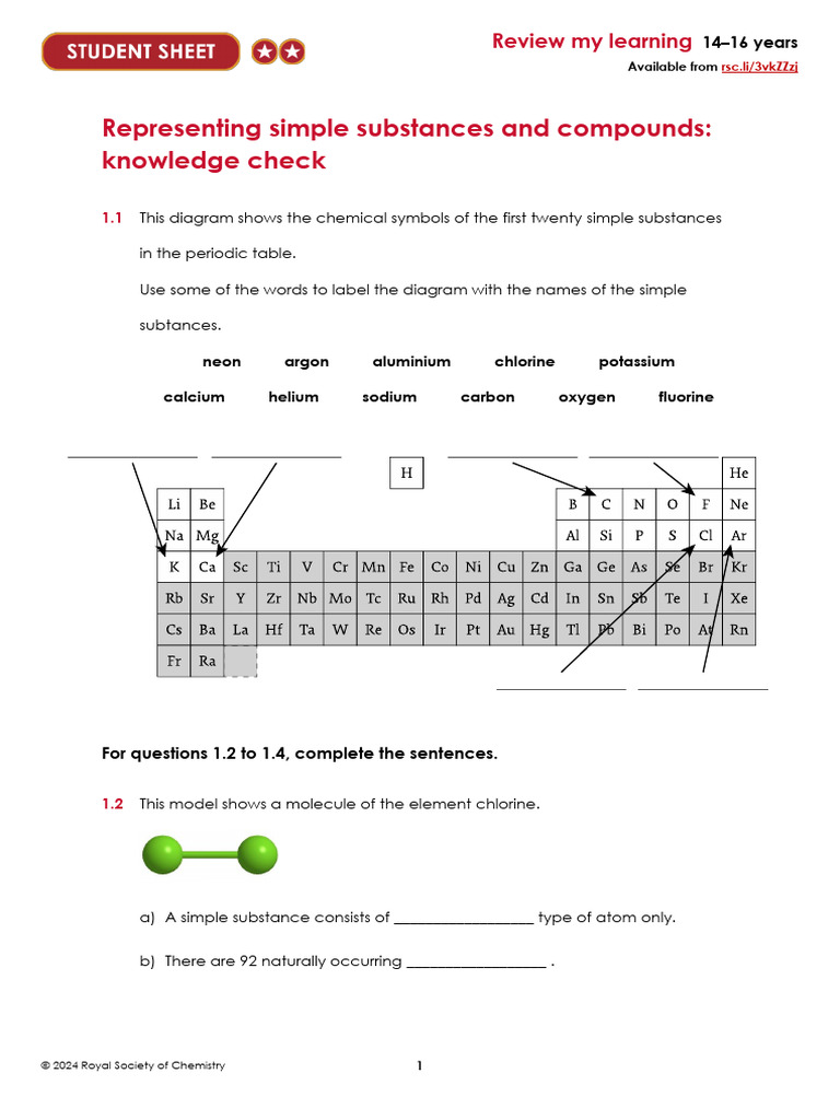 Elements and Compounds Learning Review | PDF | Chemical Compounds ...