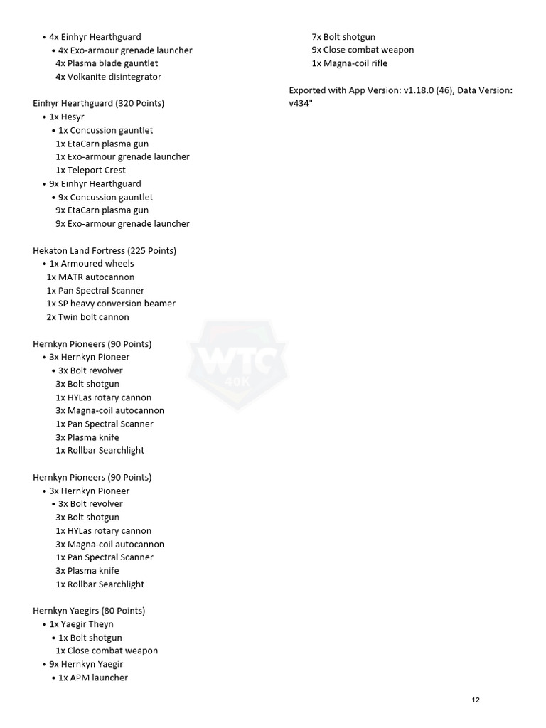 Warhammer 40K Unit List Breakdown | PDF