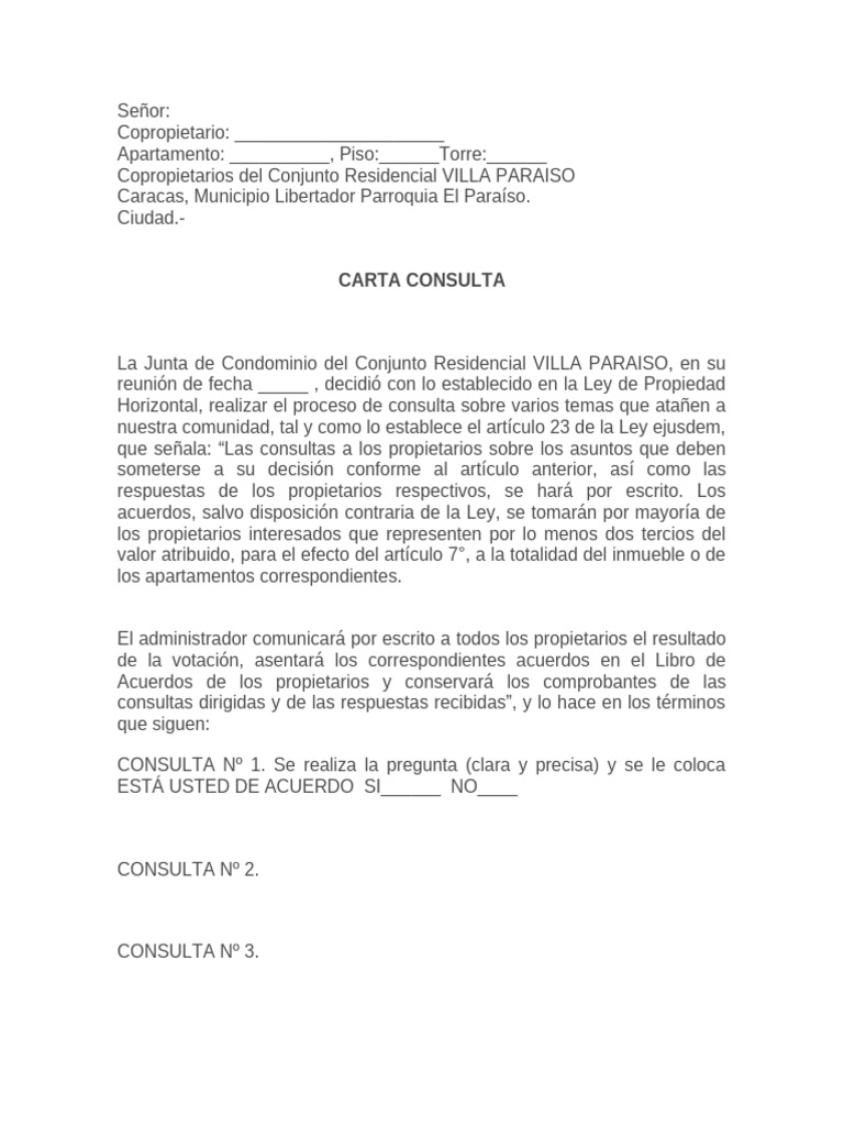 CARTA CONSULTA -MODELO | PDF
