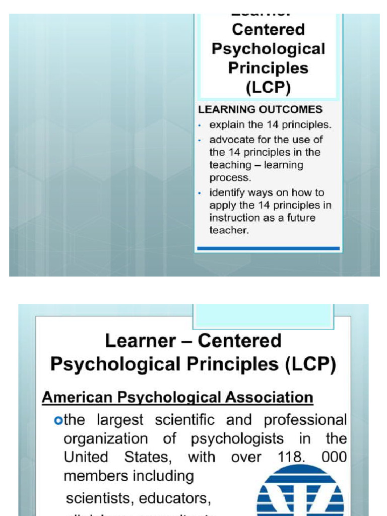 14 Learner Centered Psychological Principles | PDF