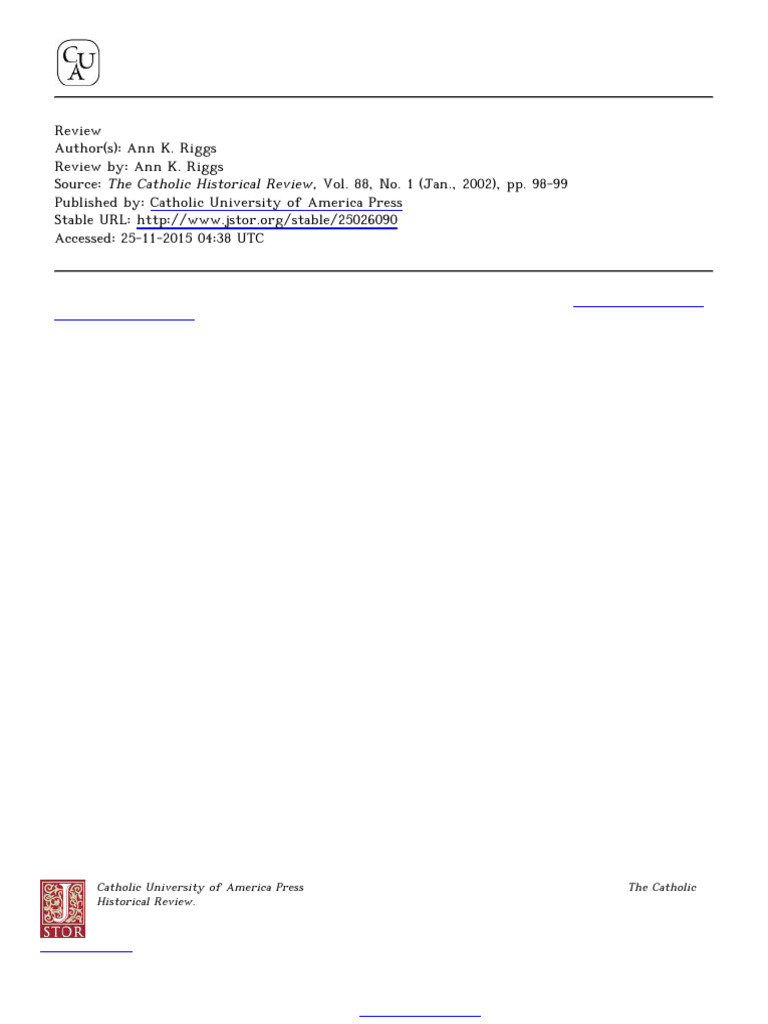 Catholic University of America Press The Catholic Historical Review ...