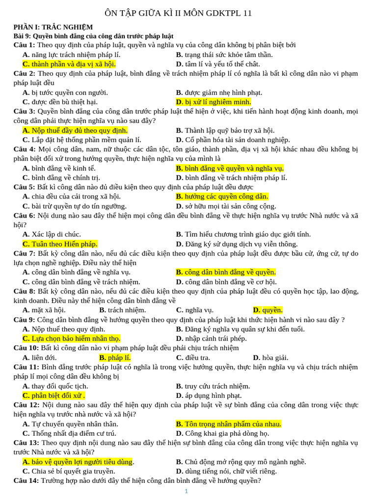 ÔN TẬP GIỮA KÌ II MÔN GDKTPL 11.hs | PDF