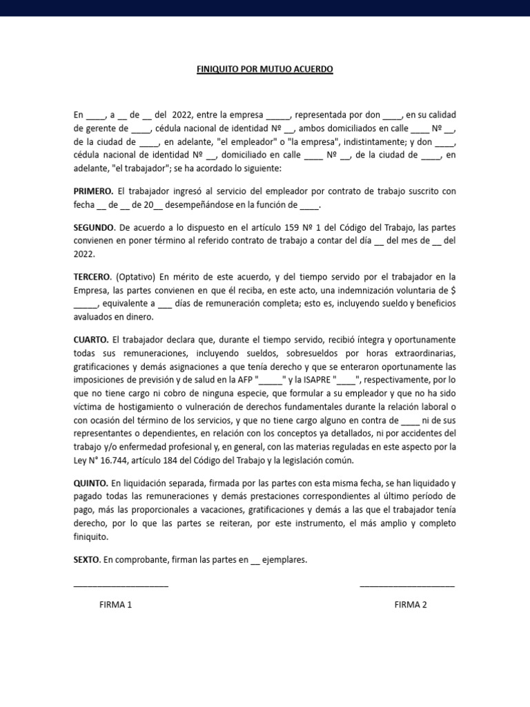 FINIQUITO-POR-MUTUO-ACUERDO.docx | PDF | Derecho laboral