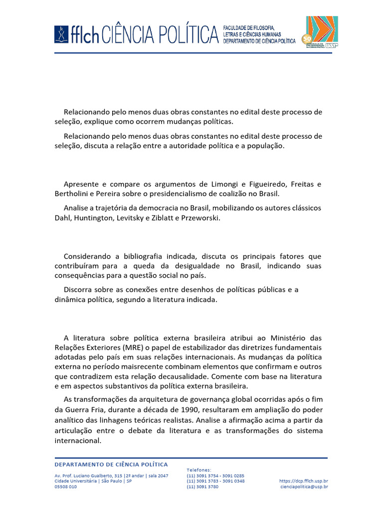 Prova USP 2023 | PDF