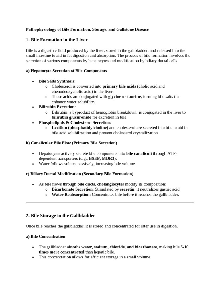 Pathophysiology of Bile Formation | PDF | Bile | Gallbladder