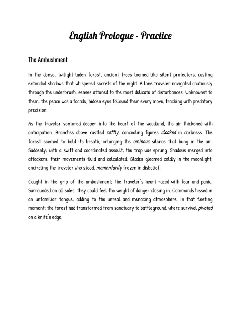English Prologue - Practice | PDF