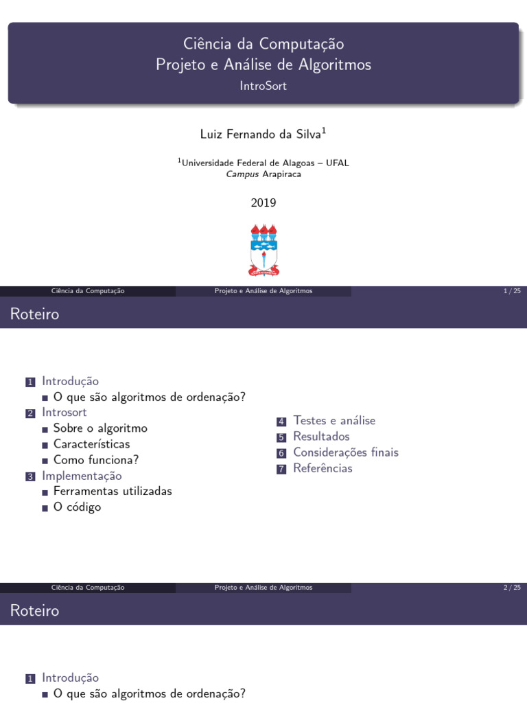 Projeto Analise Algoritmos Introsort | PDF | Algoritmos | Informática