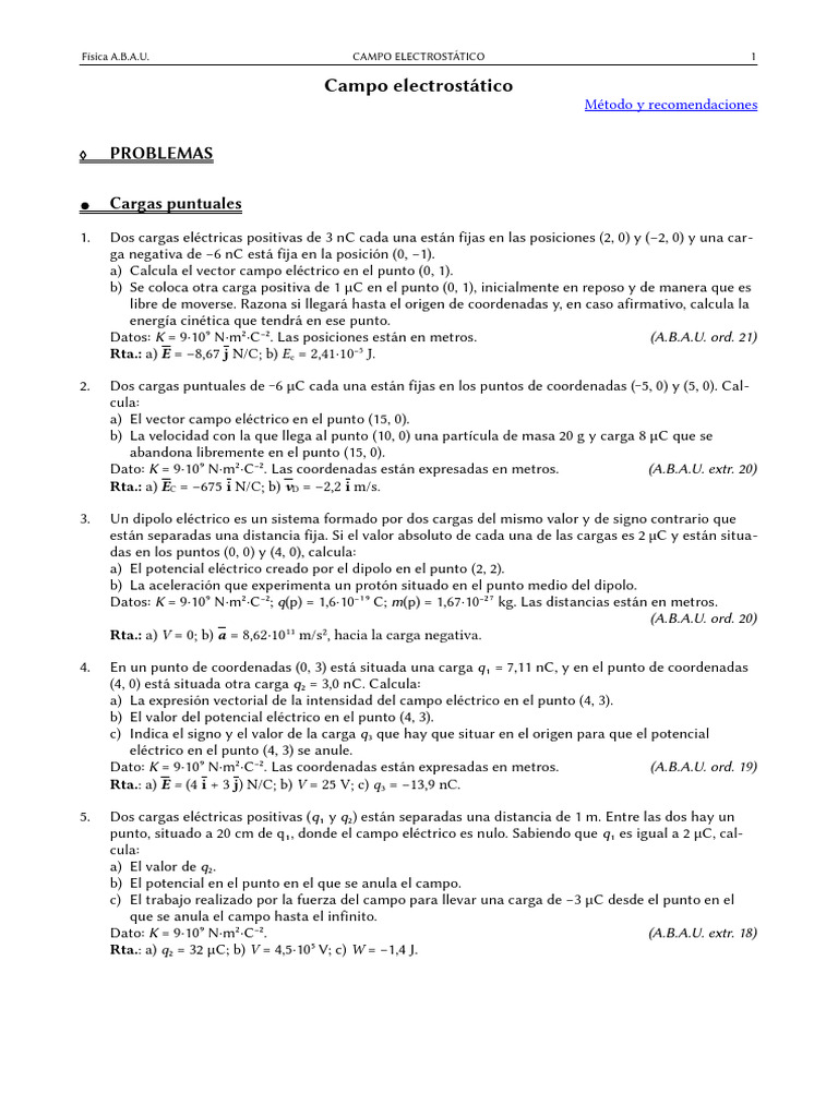 B3 Campo Electr ABAUEnunc Es | PDF | Energía potencial | Campo eléctrico