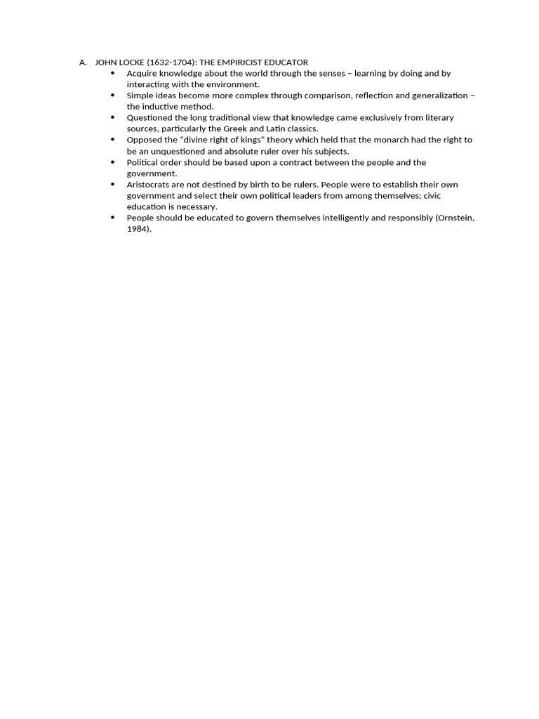 Locke: Empiricism and Civic Education | PDF