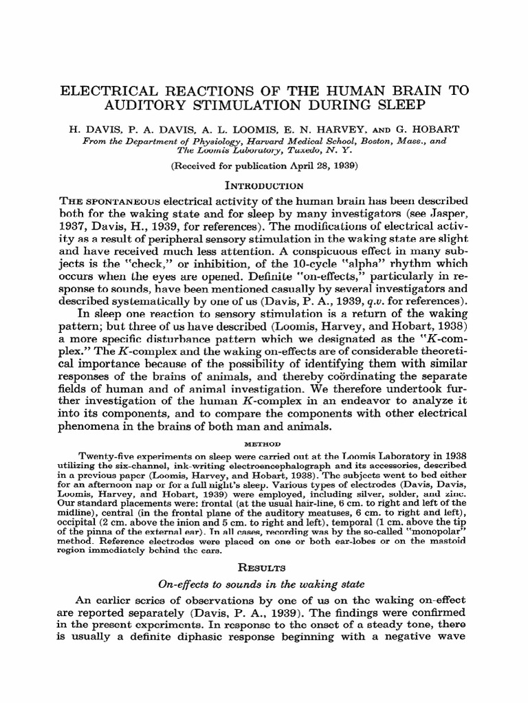Electrical Reactions of The Human Brain TO Auditory Stimulation During ...