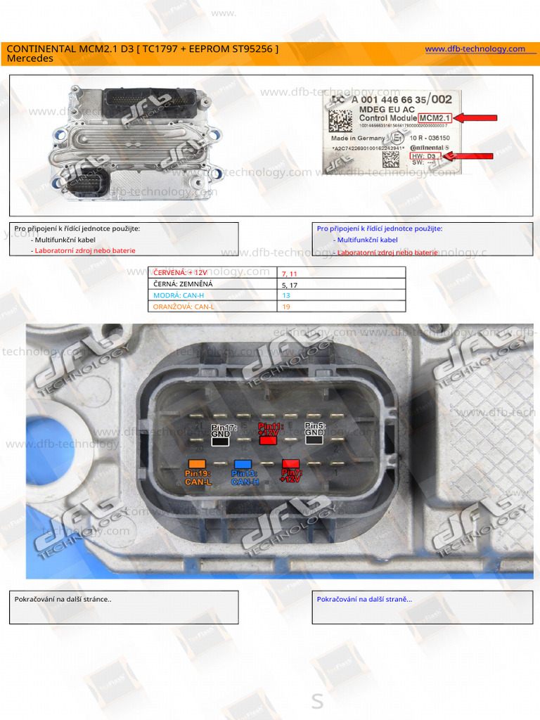 Pinout Continental Mercedes MCM2.1 D3 | PDF