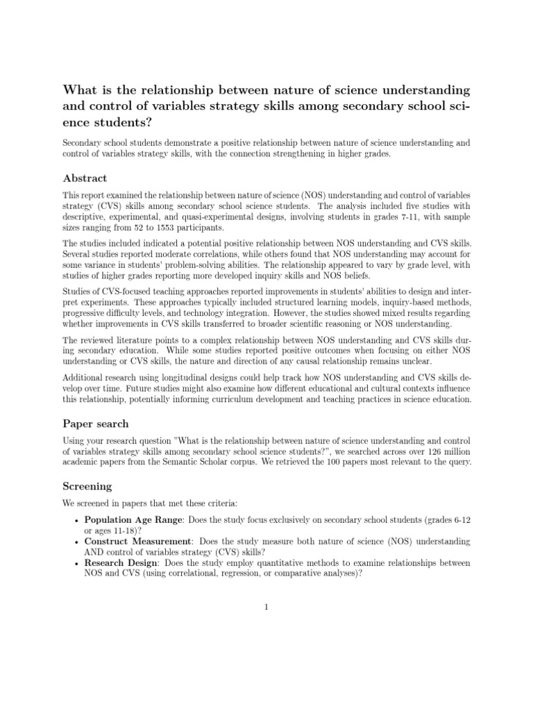 Elicit - Nature of Science and Variable Control Skills - Report | PDF ...