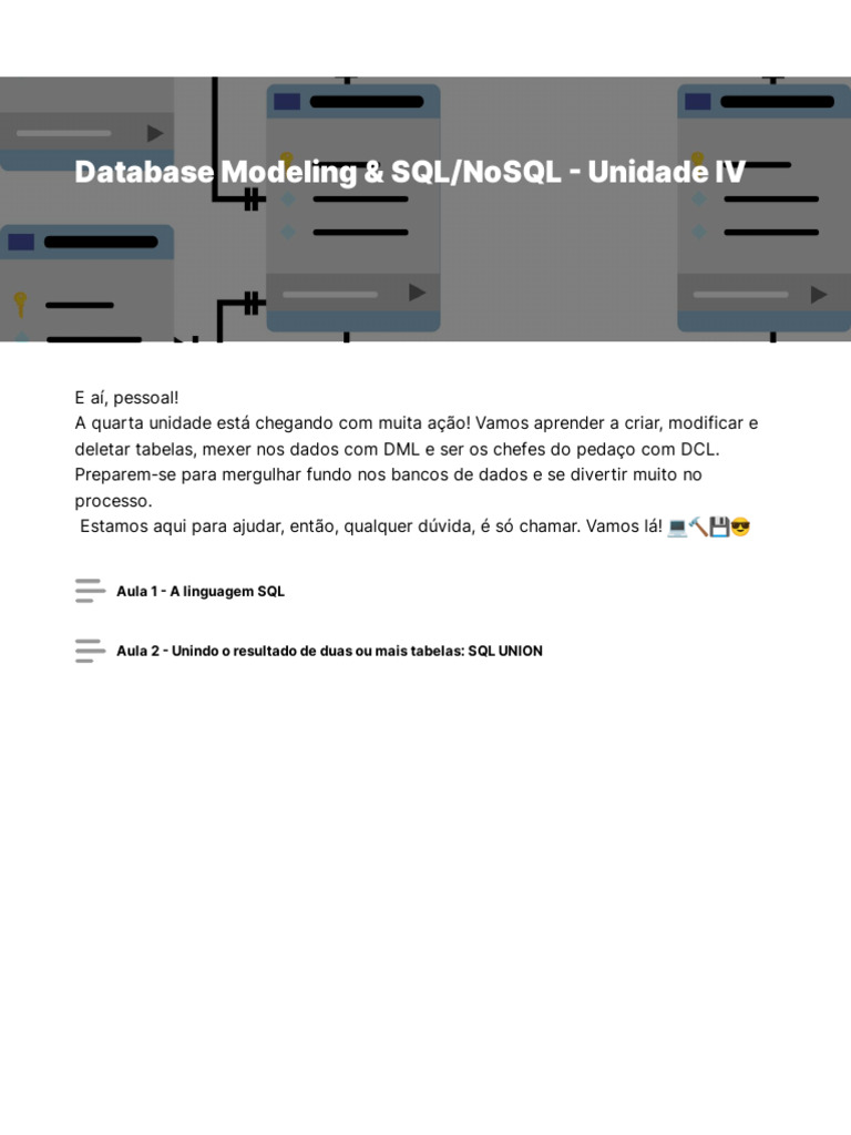 Conteúdo Em PDF _ Aulas 1 e 2 - Unidade 4 | PDF | SQL | Software de gerenciamento de dados