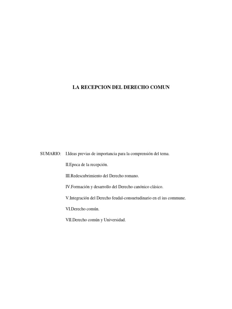 Recepción del Derecho Común en Europa | PDF | Ley romana | Derecho Canónico