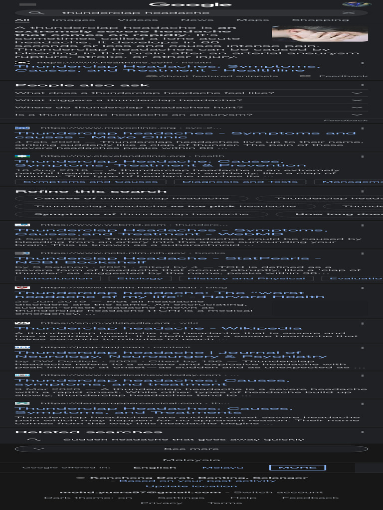 Thunderclap Headache: Symptoms & Relief | PDF | Headache | Stroke
