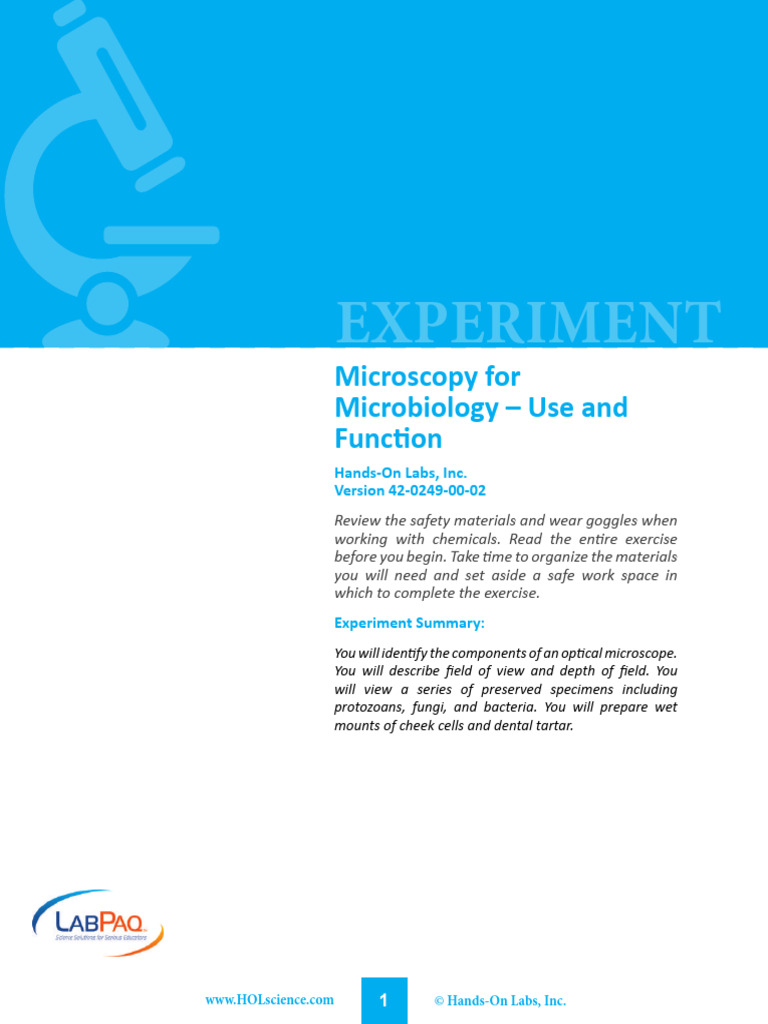 1109 Exp Microscopy For Microbiology Use and Function | PDF | Microscope | Angular Resolution
