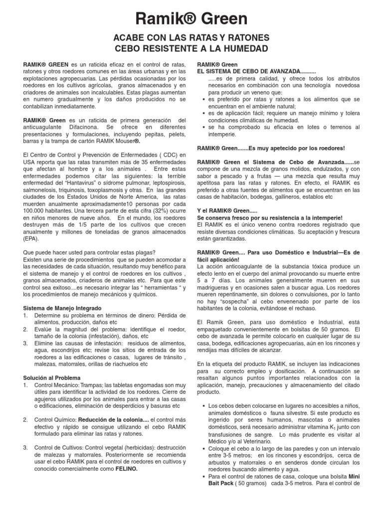 Eficacia de RAMIK® Green contra roedores | PDF | Roedor | Alimentos