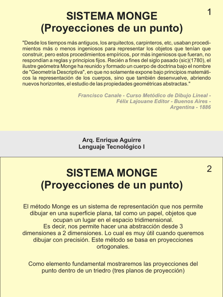 Sistema Monge: Proyecciones 3D a 2D | PDF | Dibujo técnico | Geometria ...