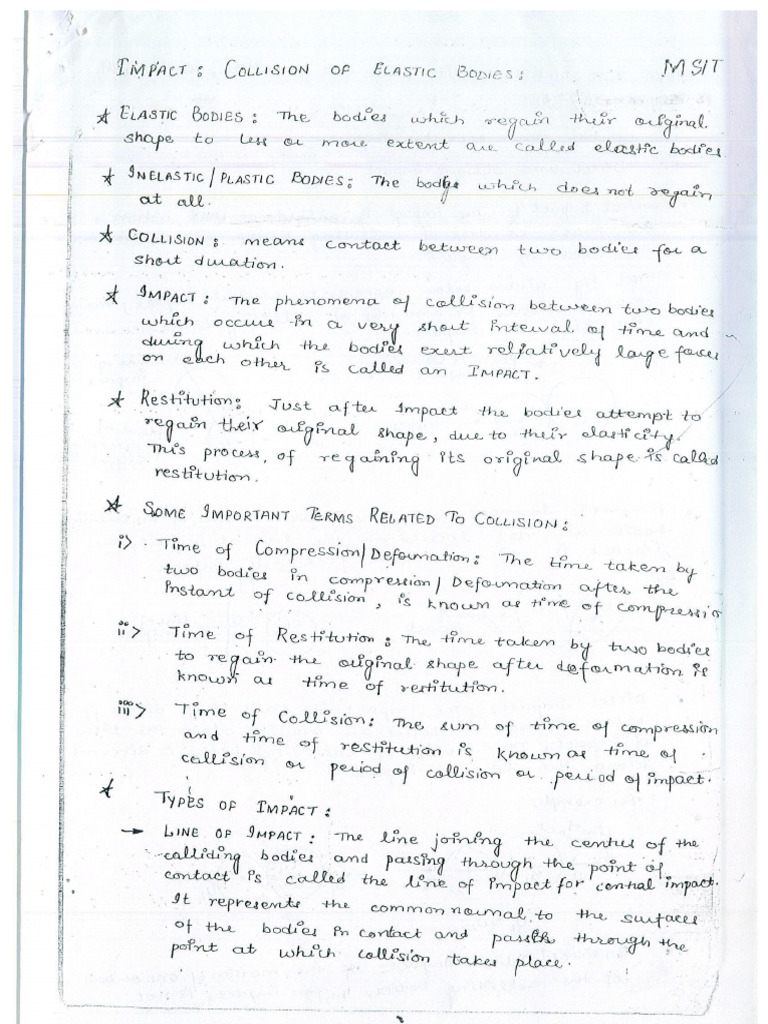 Impact Collision of Elastic Bodies | PDF
