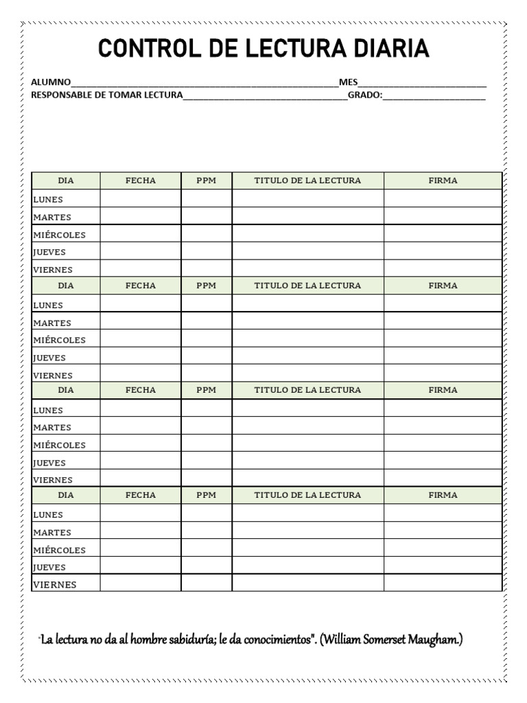 Control de Lectura Diaria | PDF