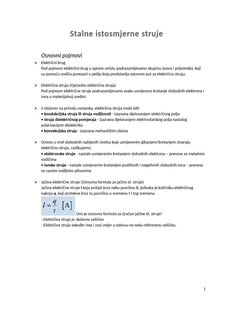 Stalne Istosmjerne Struje | PDF