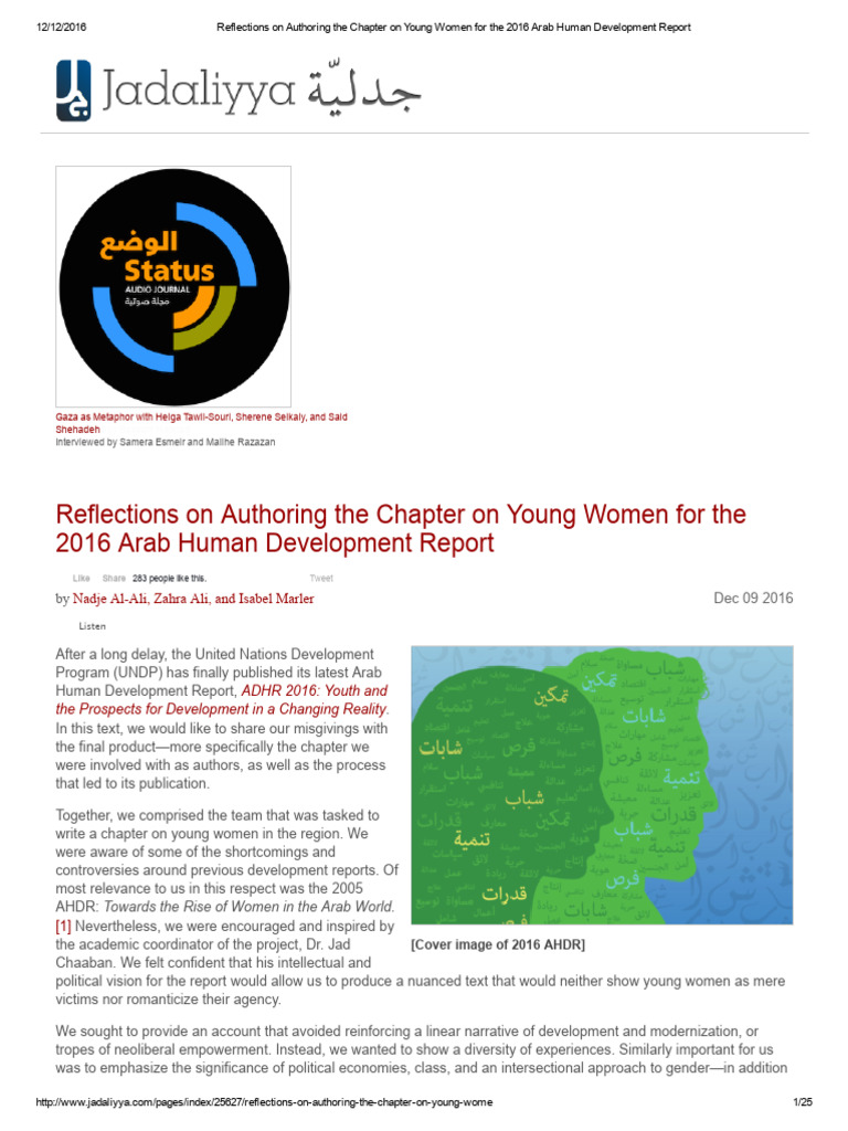Al-Ali Et Al - Reflections On Authoring The Chapter On Young Women ...