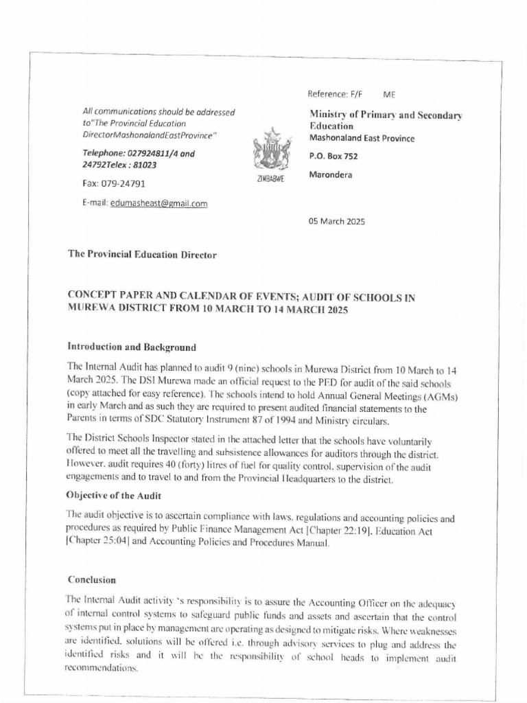 Calendar of Events Internal Audit 1 | PDF