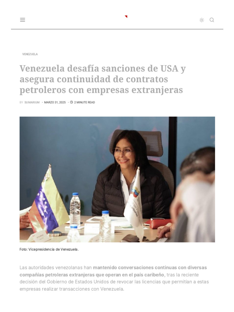 Venezuela Desafía Sanciones de USA y Asegura Continuidad de Contratos ...