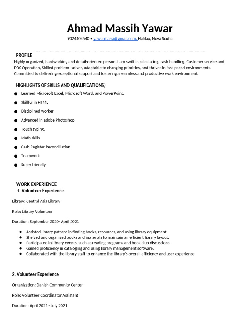 Ahmad Massih Resume | PDF