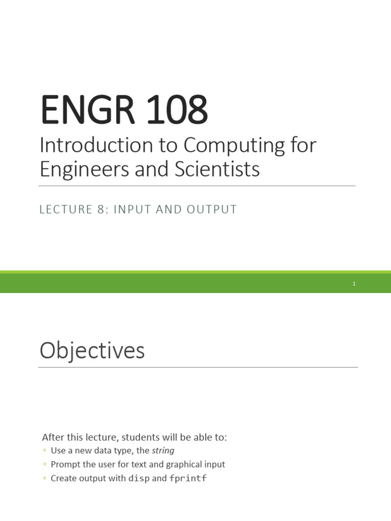 Materials Files-642917 Lecture8Inputandoutput | PDF | String (Computer Science) | Matlab