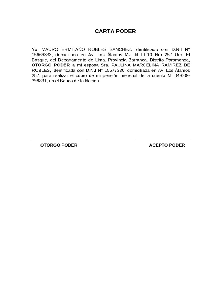 Carta Poder Don Mauro | PDF