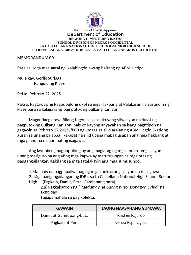 Memorandum Agenda | PDF