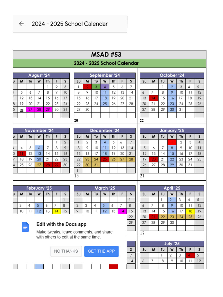 2024 - 2025 School Calendar | PDF