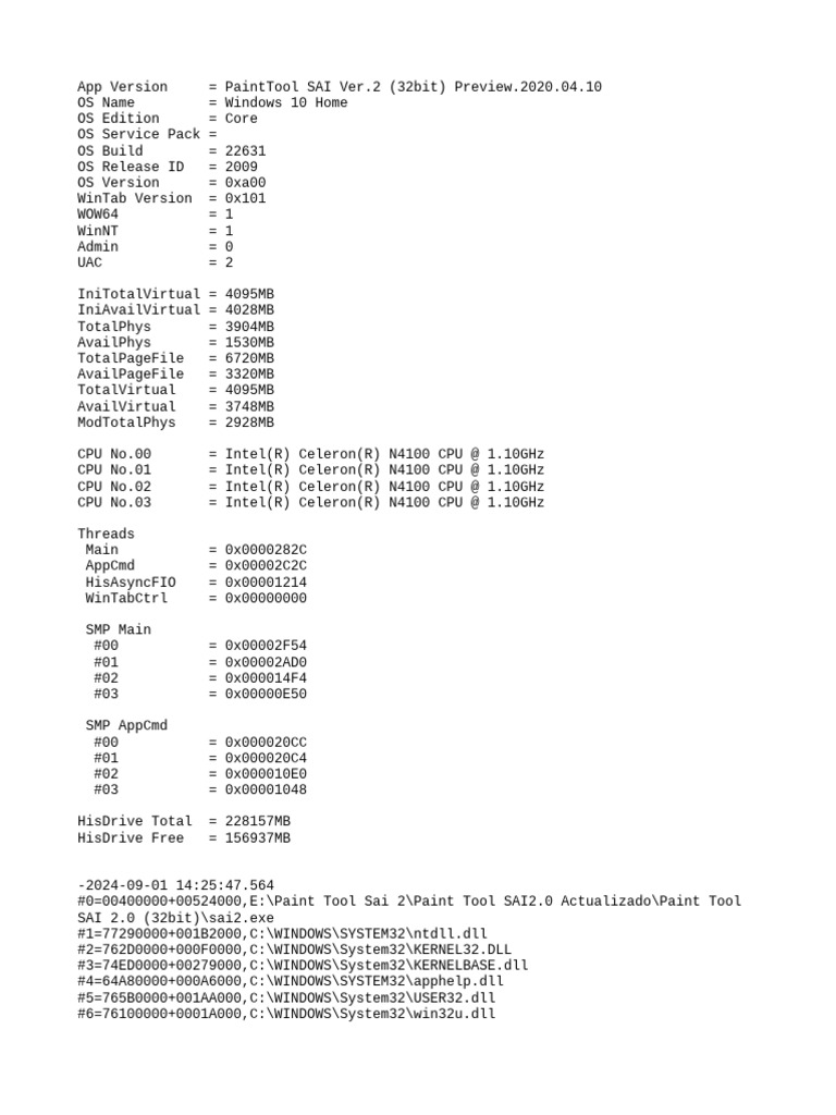 Paint Tool SAI Memory Usage Report | PDF | Microsoft Windows | Microsoft Software